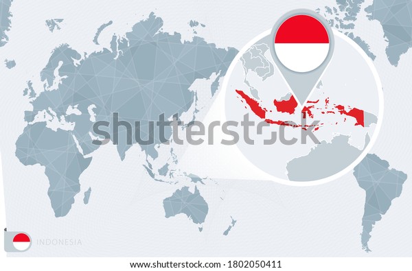 Pacific Centered World Map Magnified Indonesia Stock Vector (Royalty ...