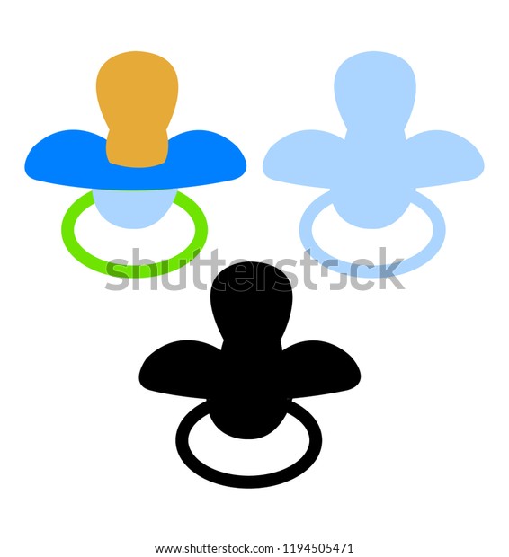 Pacifier Cartoons Silhouettes Isolated On White Stock Vector (Royalty ...