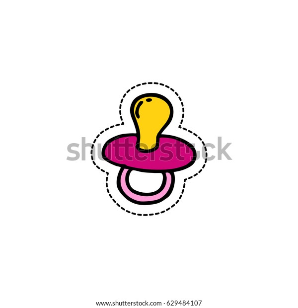 Pacifier Doodle Icon Sticker Stock Vector (Royalty Free) 629484107