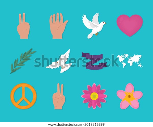 Pacifism Peace Icon Set Stock Vector (Royalty Free) 2019516899 ...