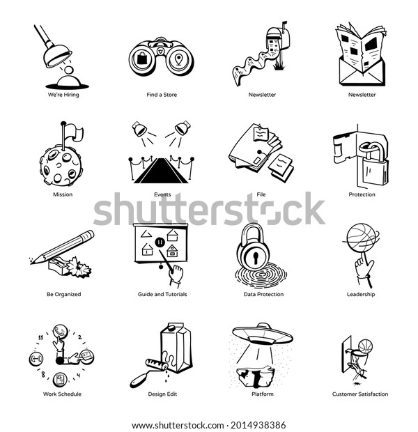 Pack Business Management Doodle Illustrations Stock Vector (Royalty ...