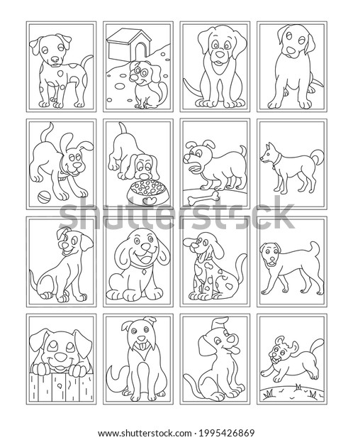 Pack Dog Coloring Pages Stock Vector (Royalty Free) 1995426869 ...