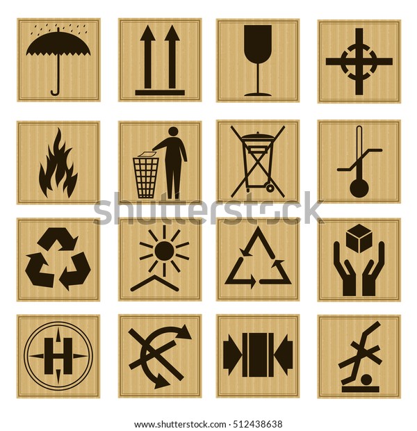 Pack Icon Set Symbol On Cardboard Stock Vector (Royalty Free) 512438638 ...