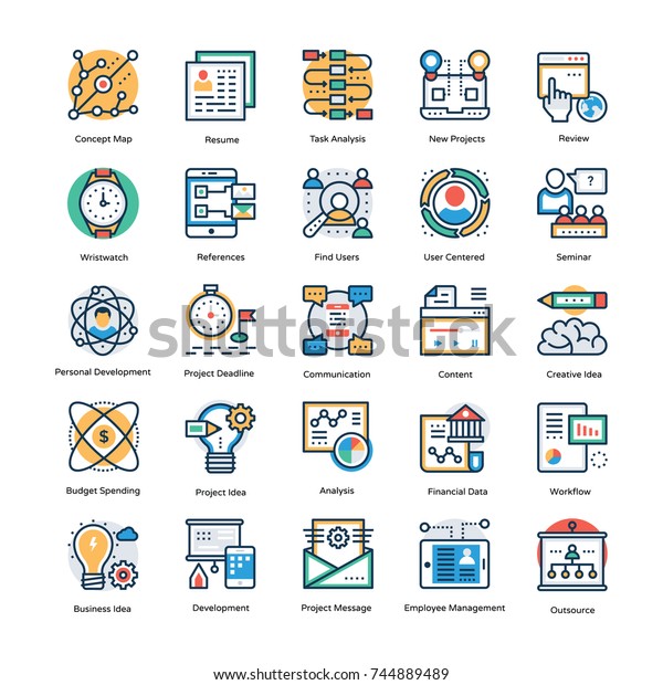 Pack d'icônes de gestion de projet : image vectorielle de stock (libre ...