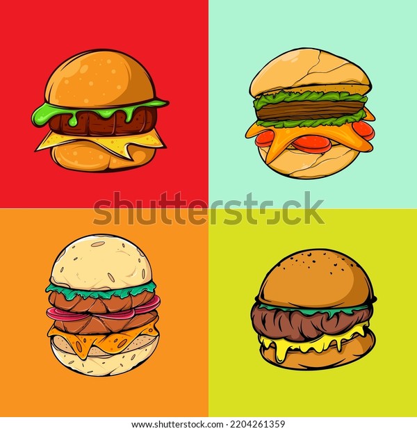 Pack Variant Burger Vector Illustration Stock Vector (Royalty Free ...