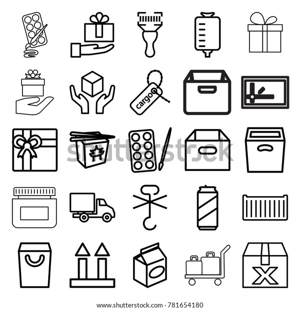 Package Icons Set 25 Editable Outline Stock Vector (Royalty Free) 781654180