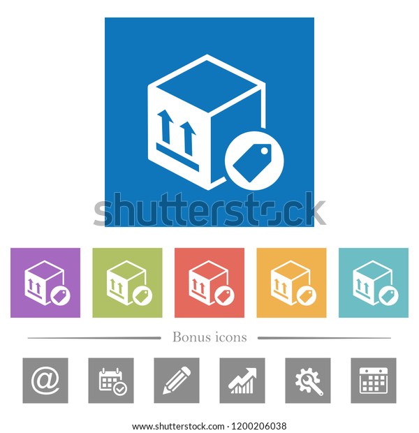 Package Labeling Flat White Icons Square Stock Vector (Royalty Free ...