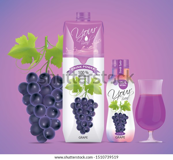 Packaging Bottles Grapes On Purple Backgroundillustration Stock Vector ...