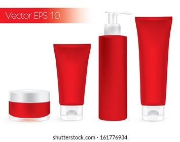 Packaging Cream Containers Red Color Beauty Stock Vector (Royalty Free ...
