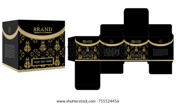 Packaging Design Black Gold Luxury Box Stock Vector (Royalty Free ...