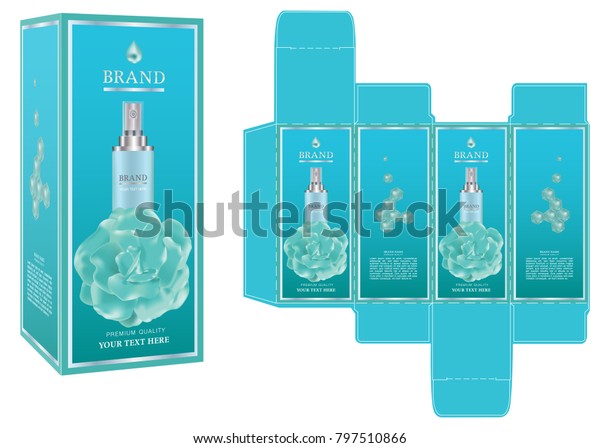 Packaging design, blue cosmetic container on luxury box design template ...