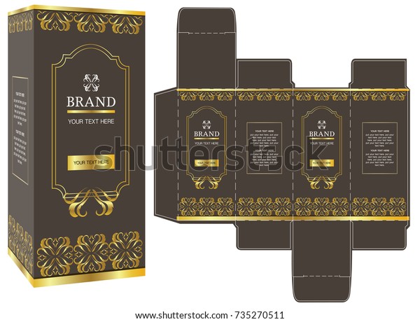 Packaging design, gold luxury box design template and mockup box ...