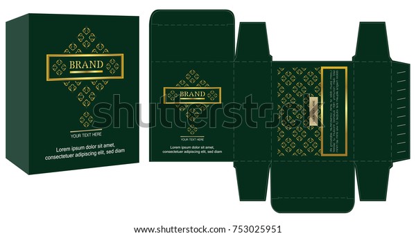 Packaging Design Green Gold Luxury Box Stock Vector (Royalty Free ...