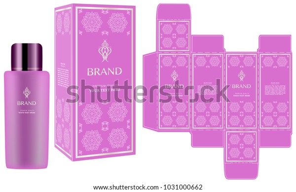 Packaging design, Label on pink cosmetic container with luxury box ...