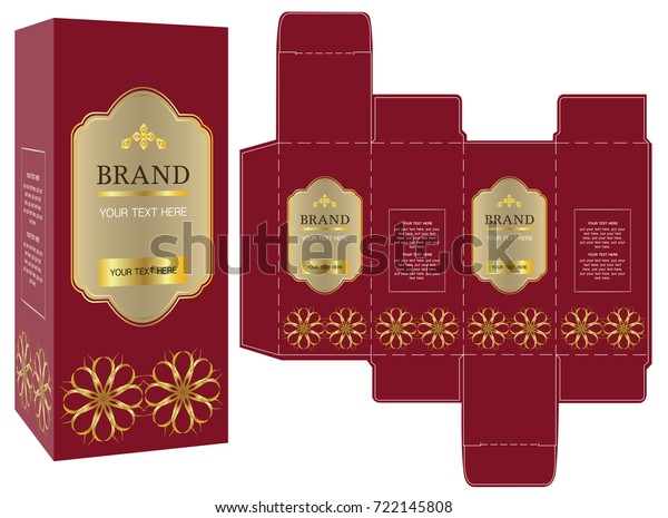 Packaging design, red and gold luxury box design template and mockup ...
