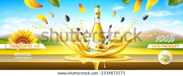 Packaging Design Sunflower Oil Splash Effect Stock Vector (Royalty Free ...