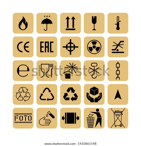 Packaging Flat Vector Symbols Signs On Stock Vector (Royalty Free ...