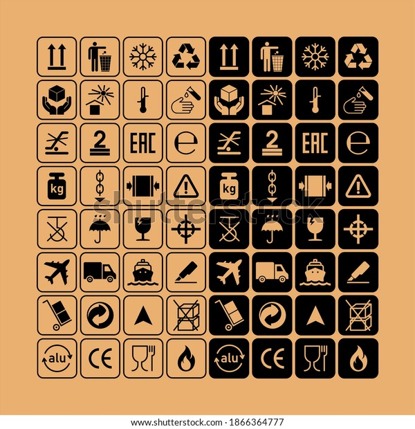 Packaging Flat Vector Symbols Signs On Stock Vector (Royalty Free ...