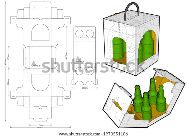 Packaging Four Bottle Beer Diecut Pattern Stock Vector (Royalty Free ...
