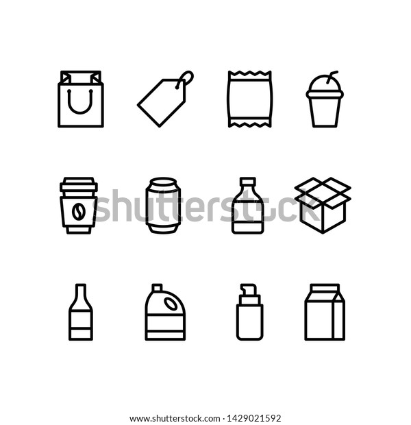 Packaging Icons Set Packaging Products Materials Stock Vector (Royalty ...