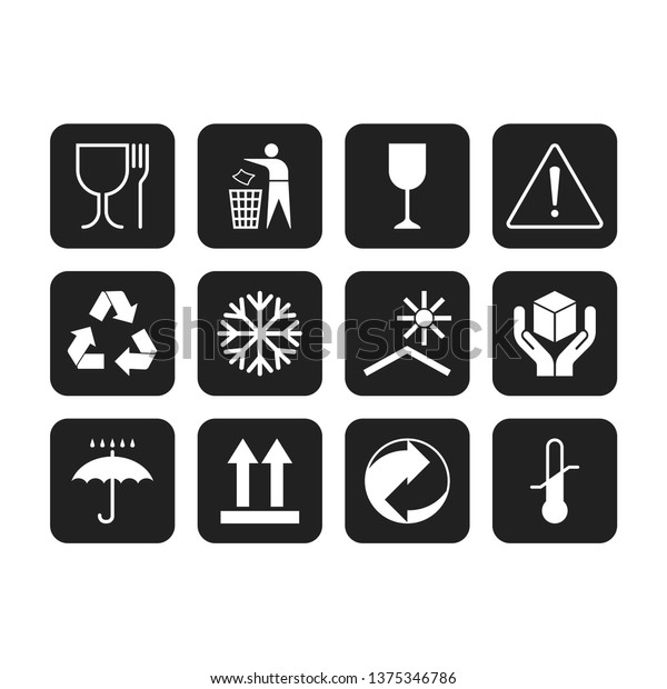 Packaging Symbols Flat Package Signs Isolated Stock Vector (Royalty ...