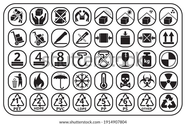 Packaging Symbols Set Cardboard Vector Stock Vector (Royalty Free ...