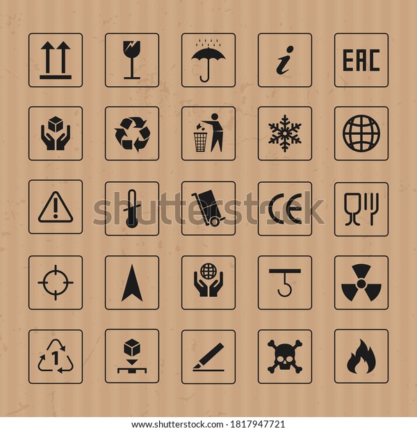 Packaging Symbols Set Cargo Icons Vector Stock Vector (Royalty Free ...