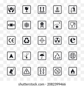Packaging Symbols Set On Transparent Background Stock Vector (Royalty ...