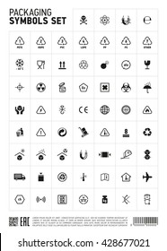 Packaging Symbols Set Recyclable Emblem Use Stock Vector (Royalty Free ...