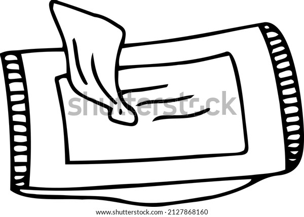 Vektor Stok Packaging Wet Wipesblack White Vector Illustration (Tanpa ...