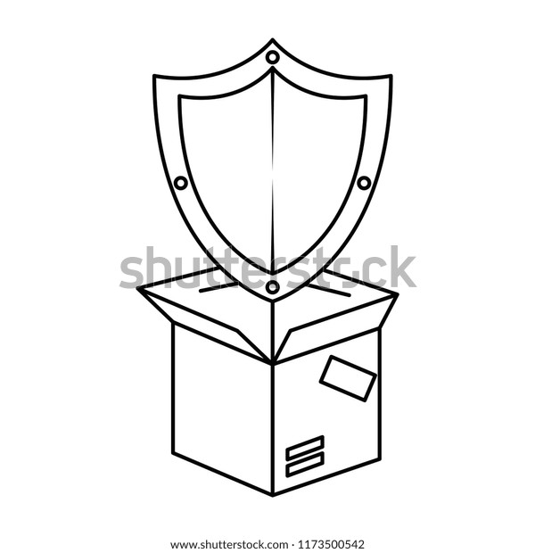 Packing Box Carton Shield Stock Vector (Royalty Free) 1173500542 ...
