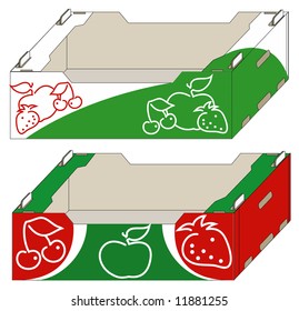 Vektor Stok Packing Boxes Fresh Fruit Vegetables Container (Tanpa ...