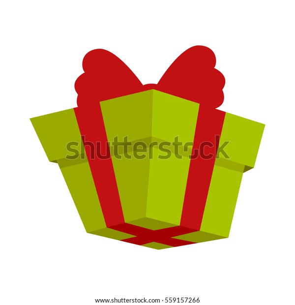 Packing Green Present Icon Red Bow Stock Vector (Royalty Free ...