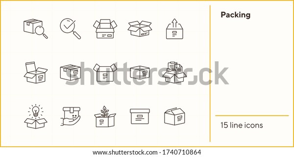 Packing Line Icon Set Delivery Packaging Stock Vector (Royalty Free ...