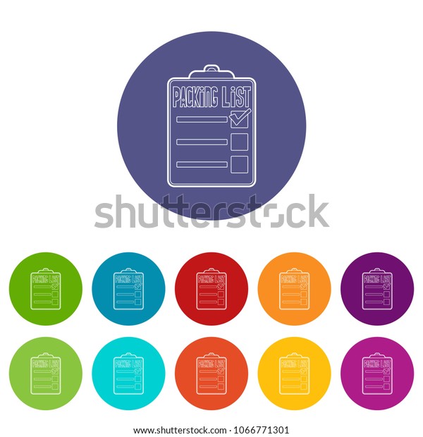 Packing List Icons Color Set Vector Stock Vector (Royalty Free ...