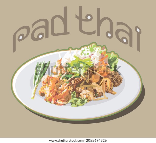 Pad Thai Recipe Drawing Vector Local Stock Vector (Royalty Free ...