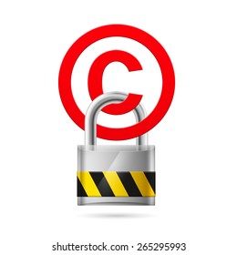 Padlock Hanging On Red Copyright Symbol Stock Vector (Royalty Free ...