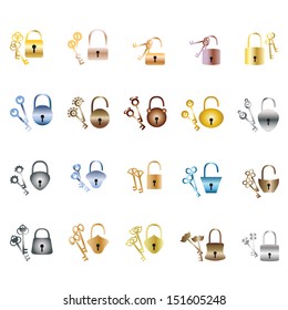 Padlock Key Icons Set Isolated On Stock Vector (Royalty Free) 151605248