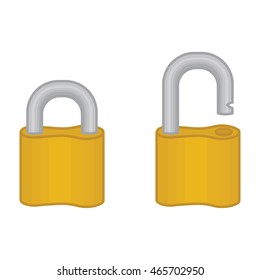 Padlock Open Closed Position Isolated On Stock Vector (Royalty Free ...