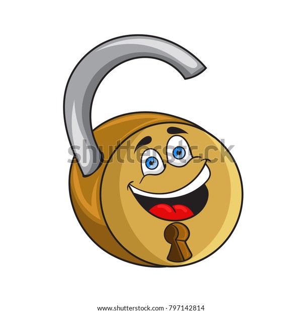 Padlock Unlocked Smiling Cartoon Vector Illustration Stock Vector ...
