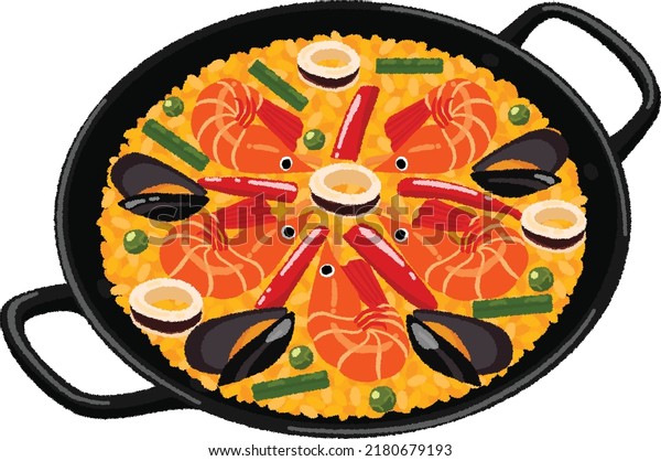 Paella es un plato de arroz: vector de stock (libre de regalías ...