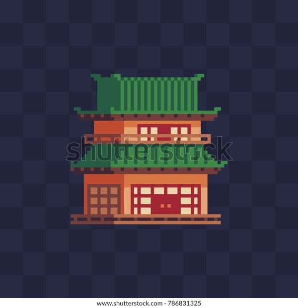 Pagoda Building Pixel Art House Traditional 스톡 벡터(로열티 프리) 786831325 ...