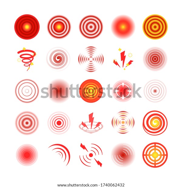 Pain Red Circles Set Symbol Painkiller Stock Vector (Royalty Free ...