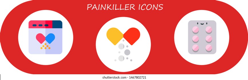 Painkiller Icon Set 3 Flat Painkiller: vetor stock (livre de direitos ...