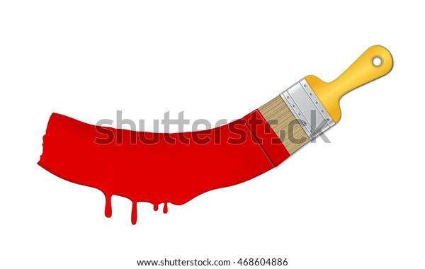 Paint Brush Bright Red Splash Isolated Stock Vector (Royalty Free ...