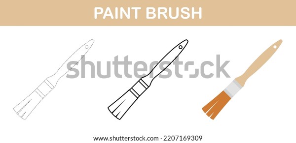 Paint Brush Tracing Coloring Worksheet Kids Stock Vector (Royalty Free ...