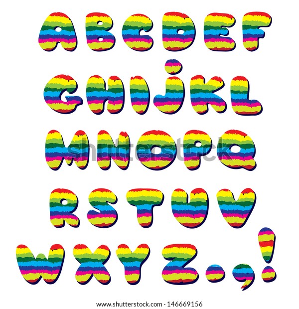 Paint Brushed Rainbow Color Abc Cartoon Stock Vector (Royalty Free ...