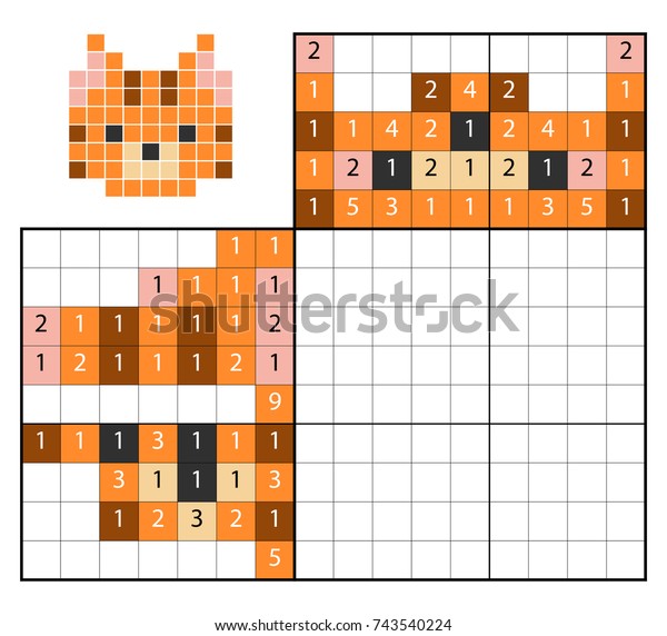 Paint By Number Puzzle Nonogram Education Stock Vector (Royalty Free ...