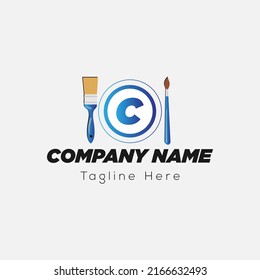 Paint Logo On Letter C Template Stock Vector (Royalty Free) 2166632493 ...