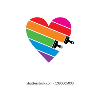 Paint Love Logo Template Icon Symbol: vector de stock (libre de ...